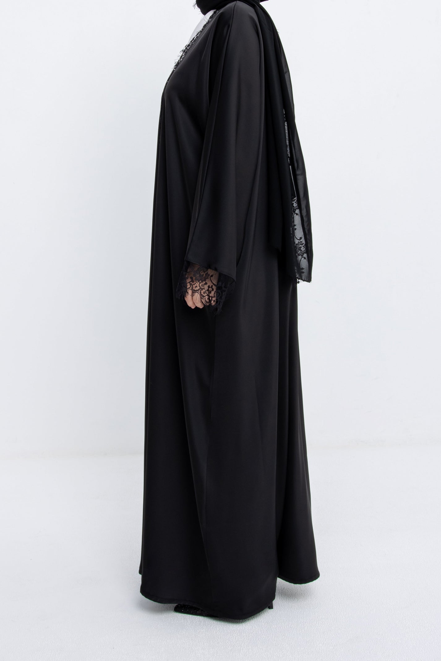 LAYALI | Black Lace Abaya - Modern Abayas – ROYA