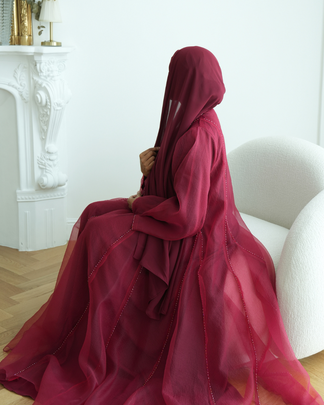 Dalal - Ruby | Red Organza Occasion Abaya – ROYA